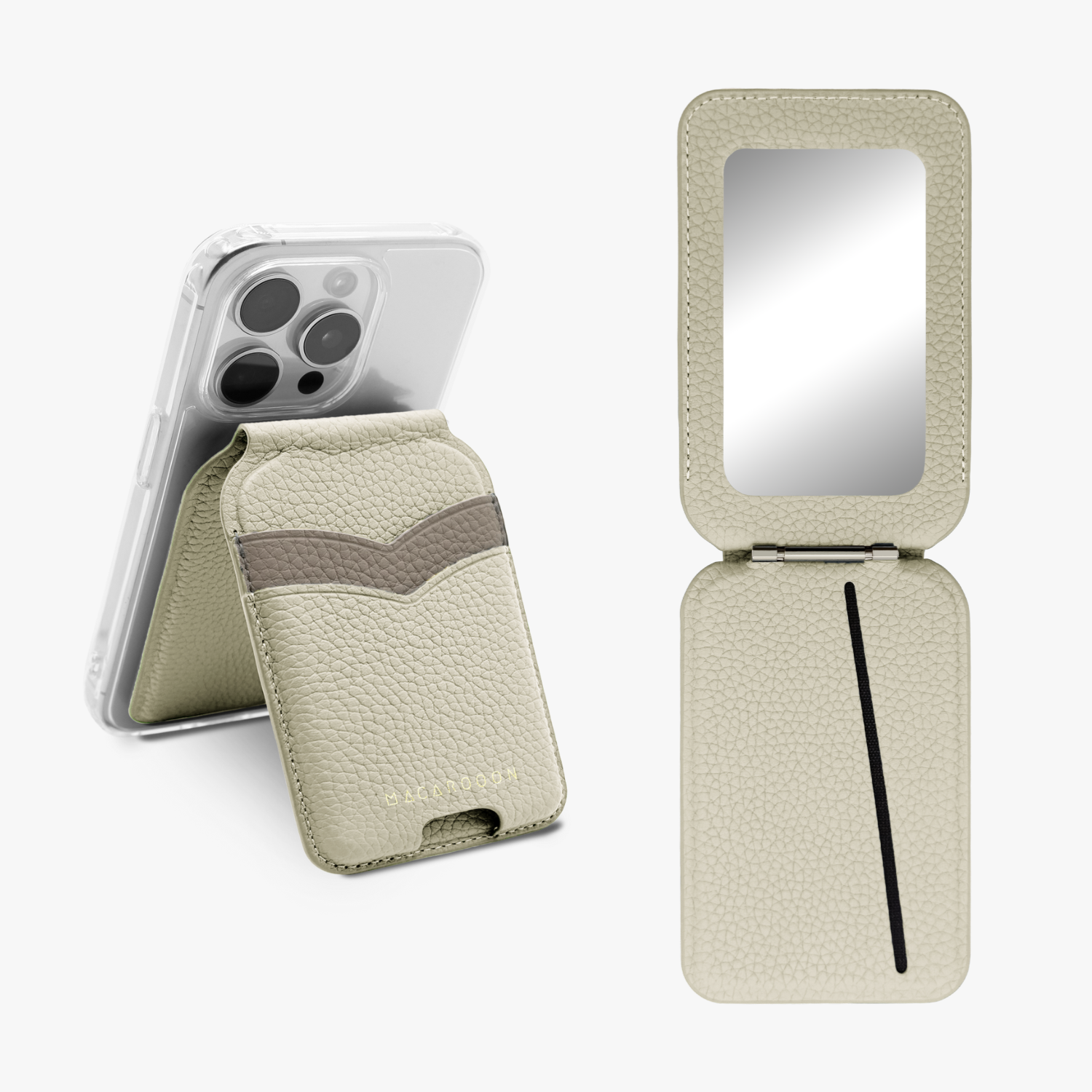 iPhone 17 Air HD Clear MagSafe Case and Leather MagSafe Wallet Stand ...